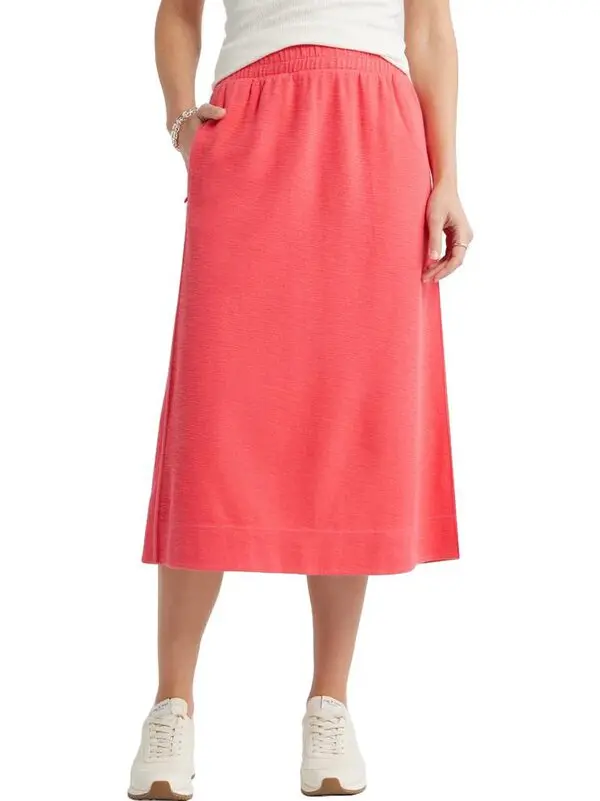 Caslon Jetset Cotton Blend Knit Midi Skirt - Red Geranium