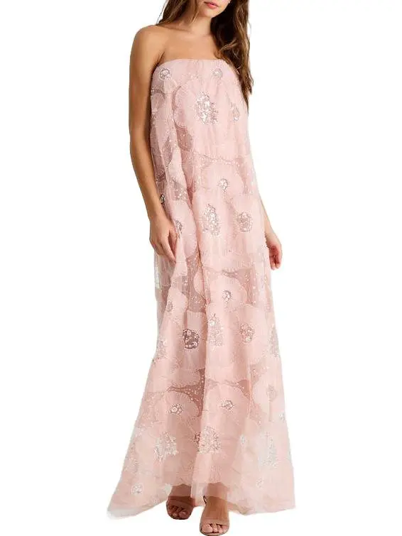 HELSI Margot Beaded Appliqué Gown - Pink Pearl