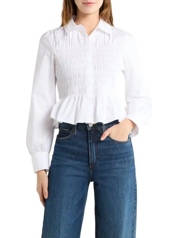Rails Bradshaw Smock Bodice Button-up Shirt - White