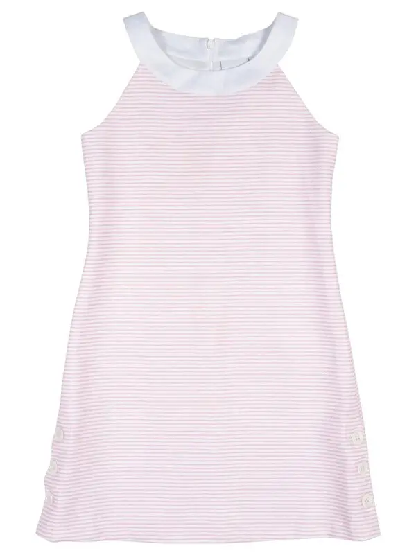 FLORENCE EISEMAN Stripe Pique Dress With Buttons - Pink/white