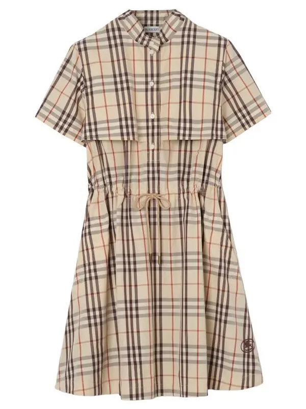 Burberry Check Cotton Shirt Dress - Almond Beige