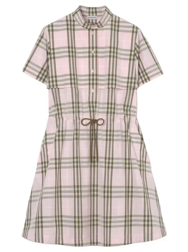 Burberry Check Cotton Shirt Dress - Mallow Pink