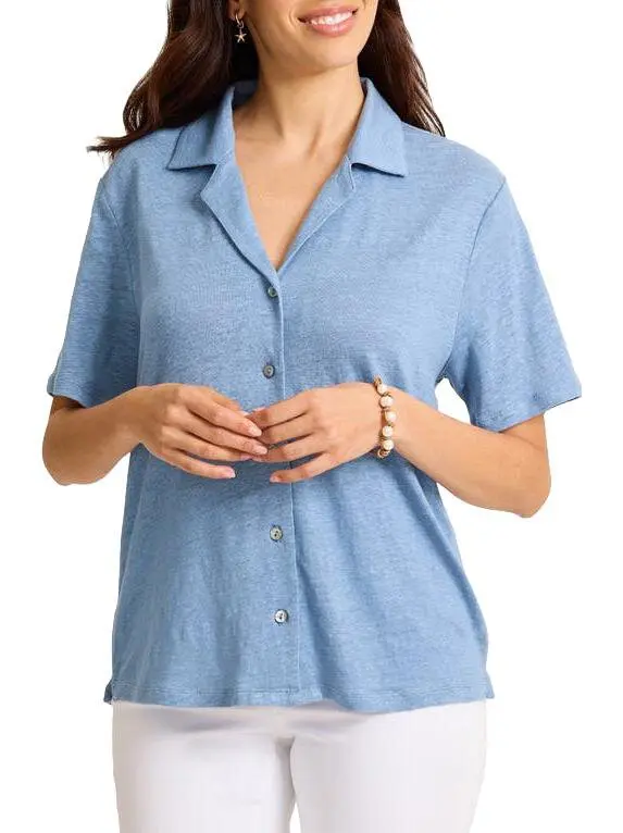 Tommy Bahama Linnea Linen Camp Shirt - French Blue
