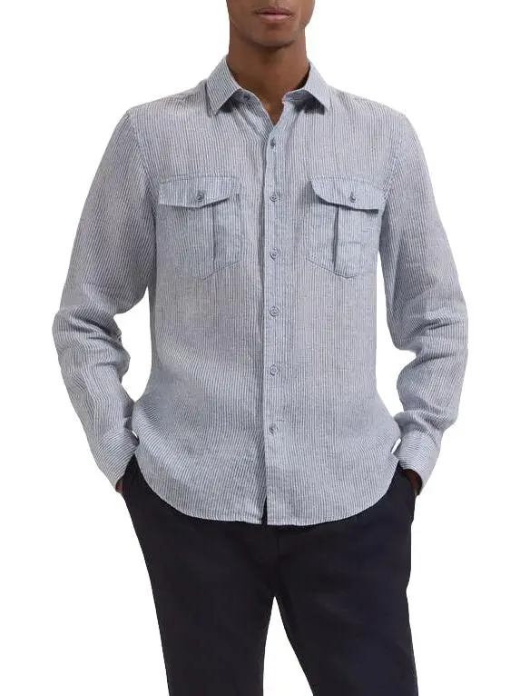 Bugatchi Jasper Linen Button-up Shirt - Ether