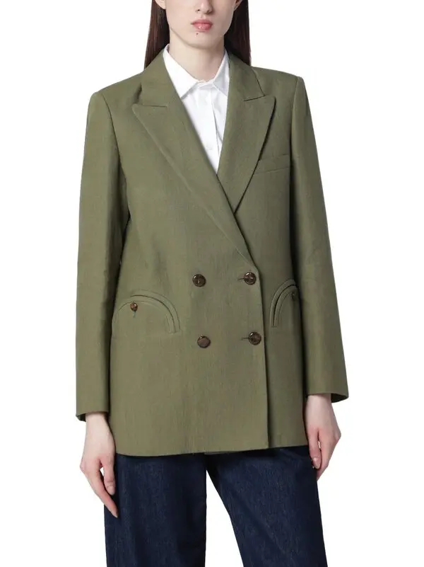 BLAZÉ MILANO Double-breasted Linen Jacket - Green