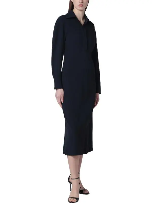 Victoria Beckham Jersey Midi Shirt Dress - Blue