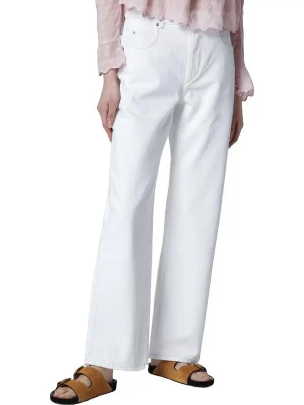 Isabel Marant Straight-cut Denim Trousers - Beige