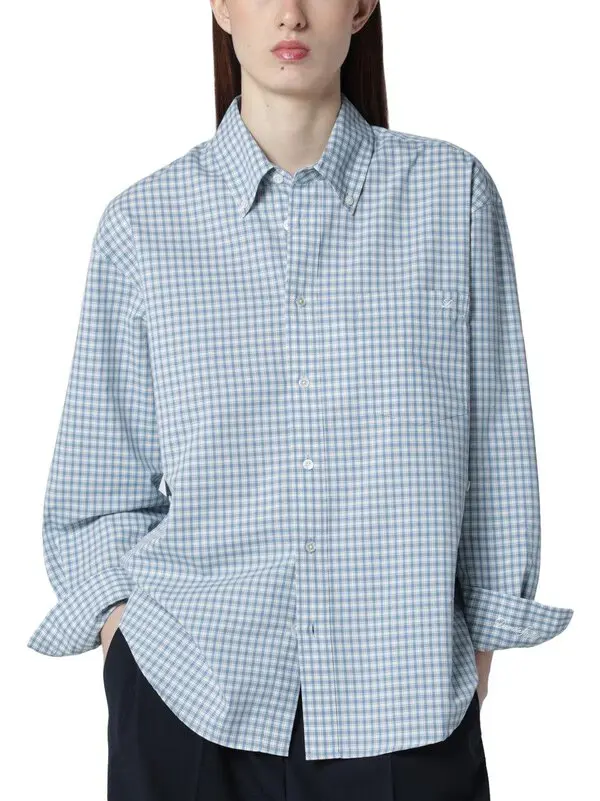 DUNST Oversized Check Shirt - Blue