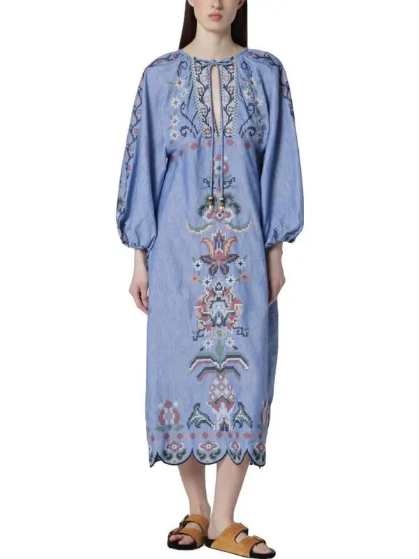 Farm Rio Tapestry Embroidered Midi Dress - Multicolor