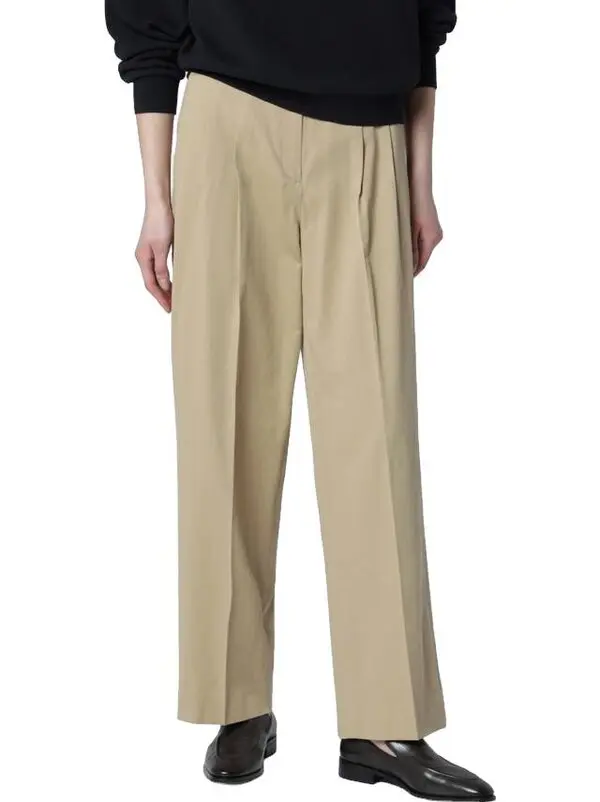 DUNST Cotton-blend Double-pleat Trousers - Beige