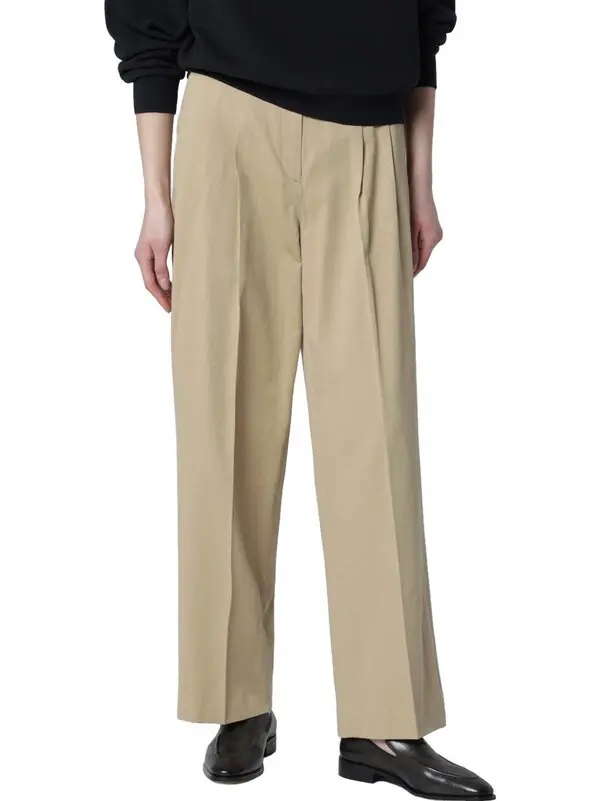 DUNST Double-pleat Cotton-blend Trousers - Beige