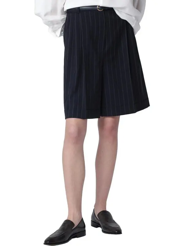 Max Mara Pinstripe Wool Bermuda Shorts - Blue