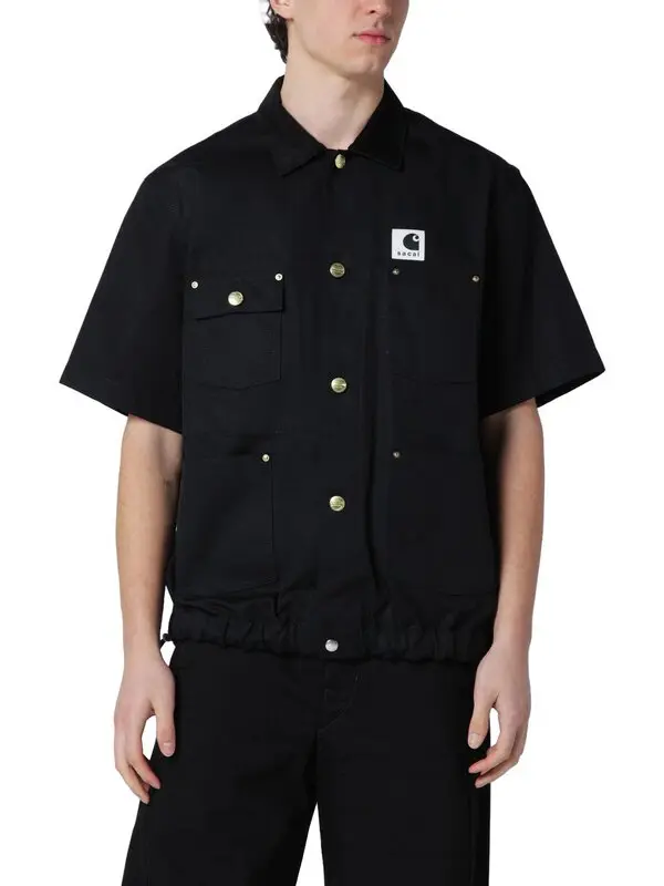 SACAI X CARHARTT WIP Short-sleeve Cotton Canvas Shirt - Black