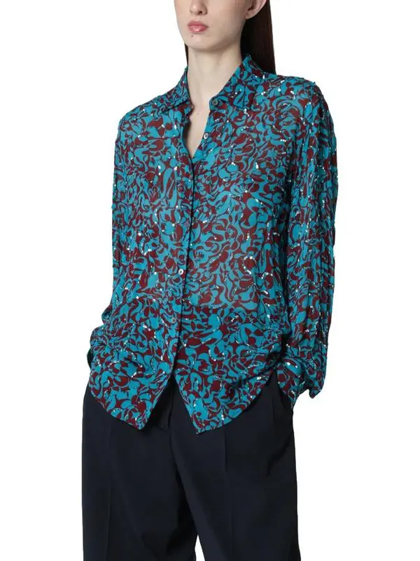 Dries Van Noten Viscose Shirt With Sequins - Light Blue