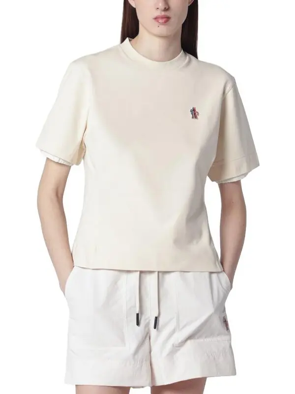 Moncler Cotton-blend T-shirt With Logo Patch - White