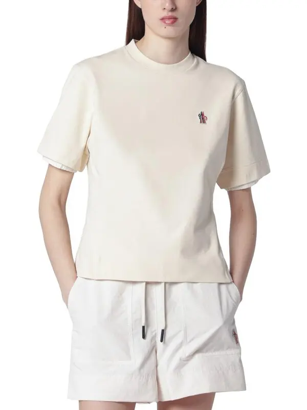 Moncler Cotton-blend T-shirt With Logo Patch - White