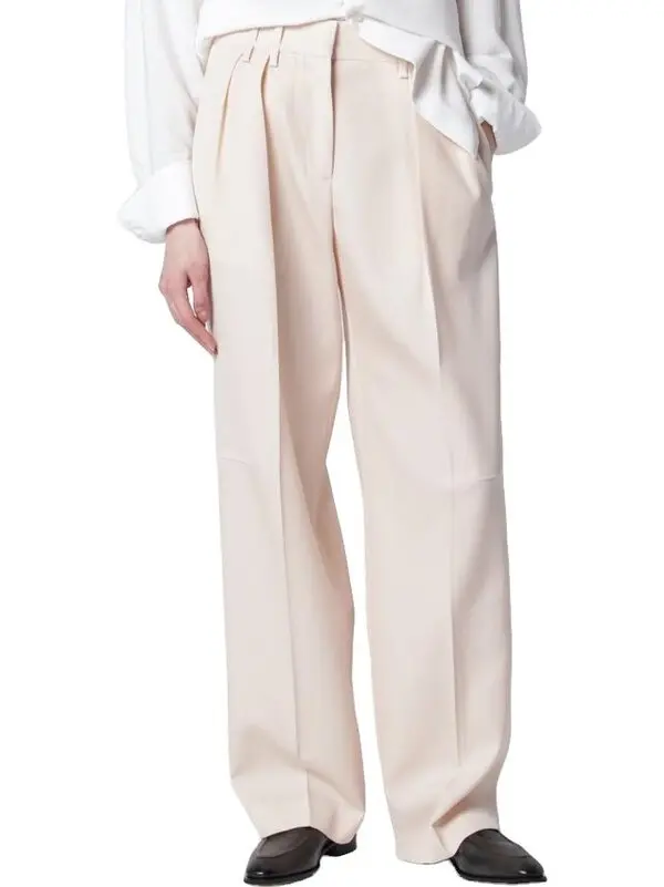 JIL SANDER Wool Gabardine Trousers - Beige