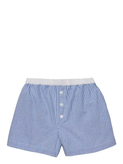 PETITE PLUME Cotton Twill Pajama Shorts - Blue