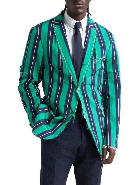 Thom Browne Unconstructed Silk & Cotton Sport Coat - Green