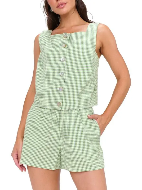 Show Me Your Mumu Maren Top - Field Green Gingham