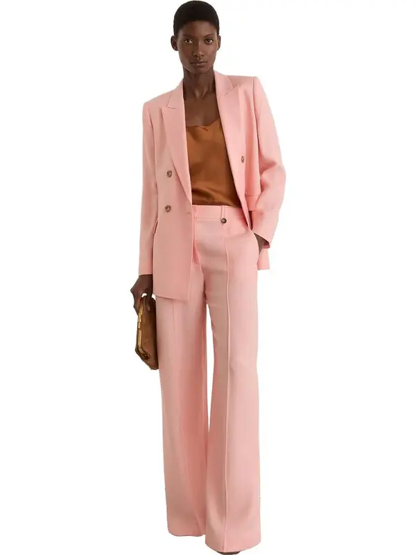 REISS Magda Petite Wide-leg Suit Trousers - Pink