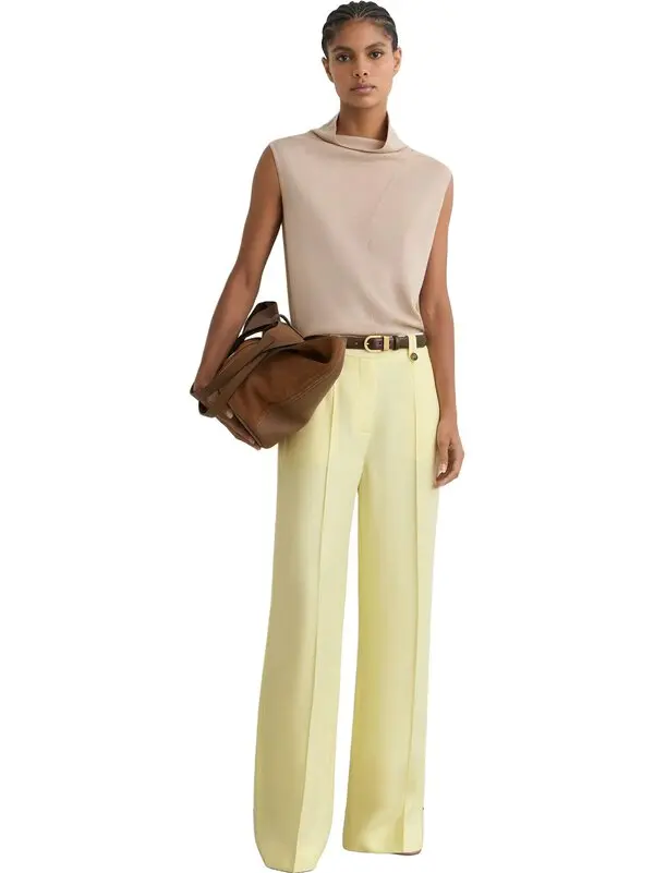REISS Magda Petite Wide-leg Suit Trousers - Yellow