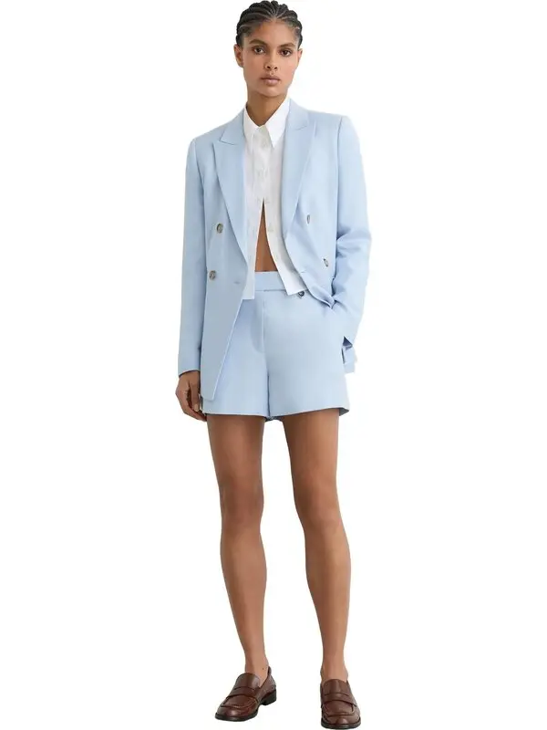 REISS Magda Mid-rise Tailored Shorts - Blue