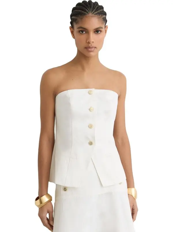 REISS Riley Strapless Waistcoat - Ivory