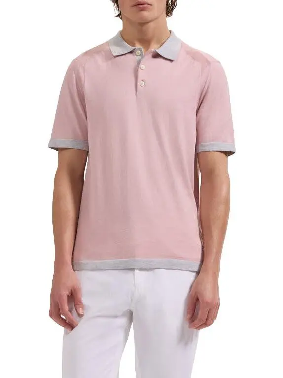 Bugatchi Cotton Blend Polo Sweater - Dusty Pink