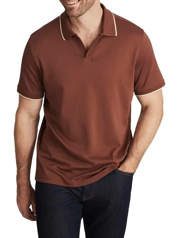 34 Heritage Riviera Tipped Pima Cotton Polo - Cappuccino