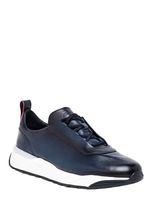 Santoni Leather Lace-up Sneaker - Blue