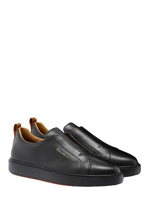Santoni Victory Laceless Slip-on Sneakers - Black/black