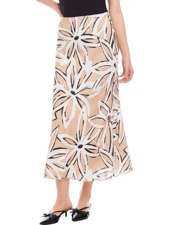 Fifteen Twenty Eva Starflower Print Bias-cut Ankle Skirt - Beige Floral Print