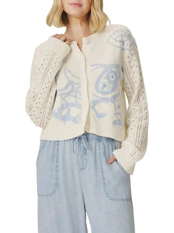 Splendid Gracie Jacquard Cardigan - Yellow Shell Paisley