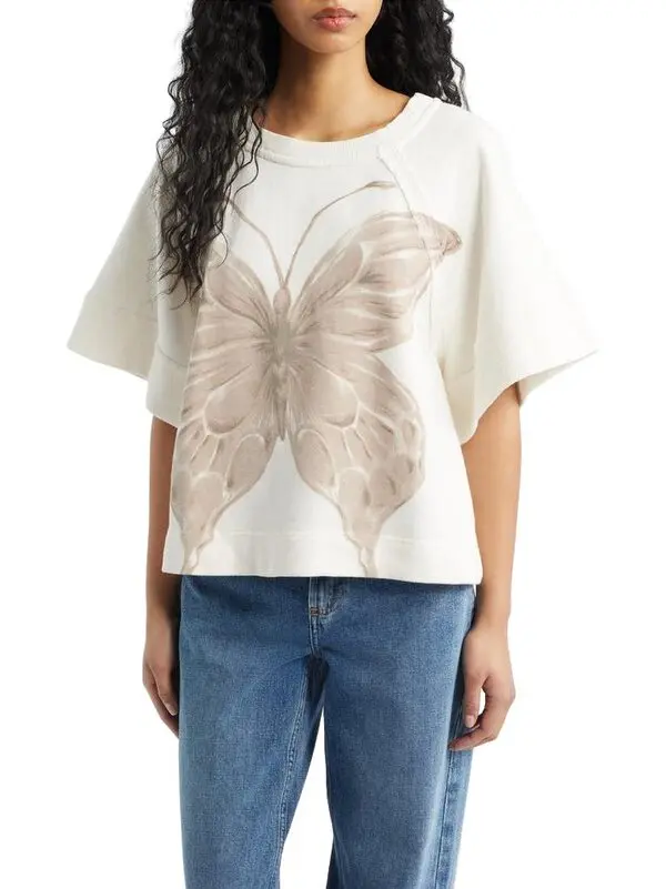 Free People Dahlia Butterfly Graphic T-shirt - Tofu Combo