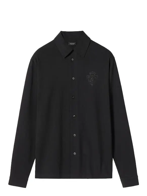 Gucci Cotton Piquet Shirt With Embroidery - Black