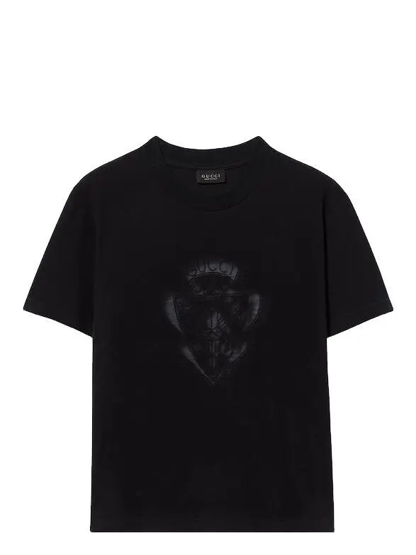 Gucci Cotton Jersey T-shirt With Crest - Black