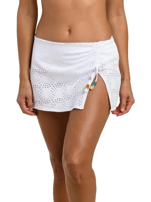 La Blanca Eyelet Swim Skirt - White