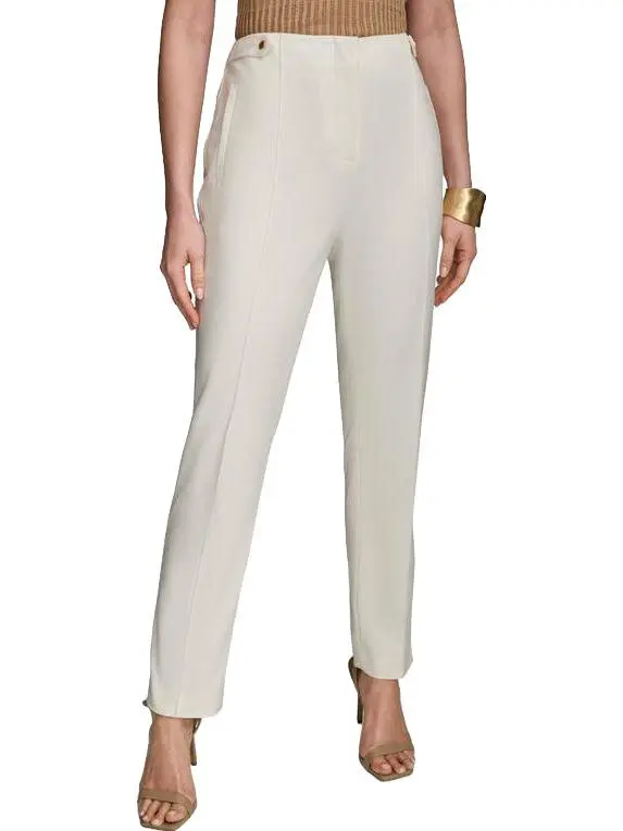 Donna Karan New York Tab Straight Leg Trousers - Cream