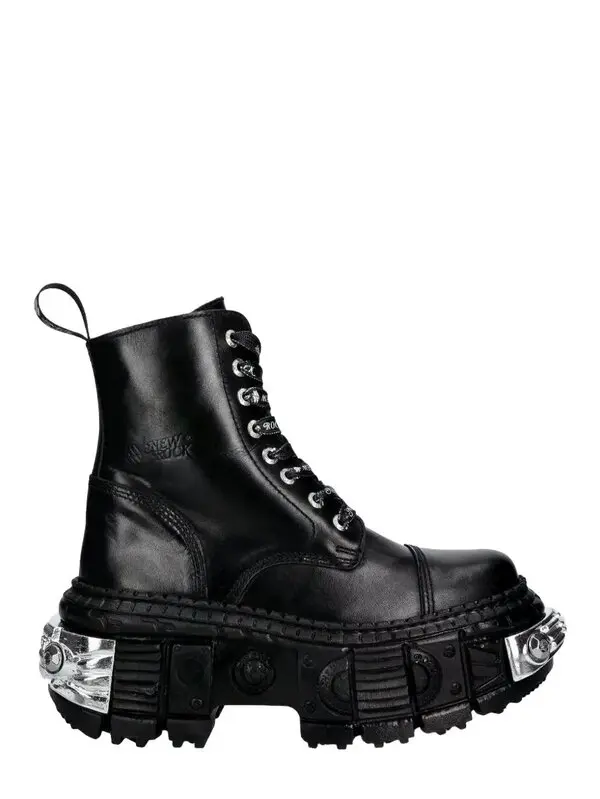 NEW ROCK Lace-up Platform Boots - Black