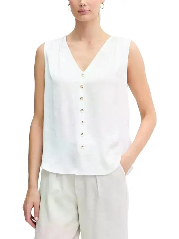 Joseph Ribkoff Button V-neck Top - White