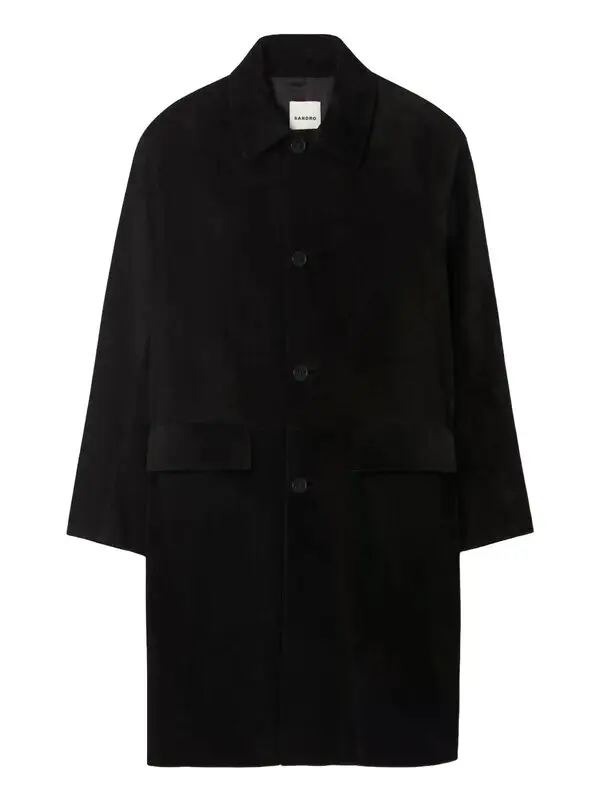 Sandro Buttoned Collar Coat - Black