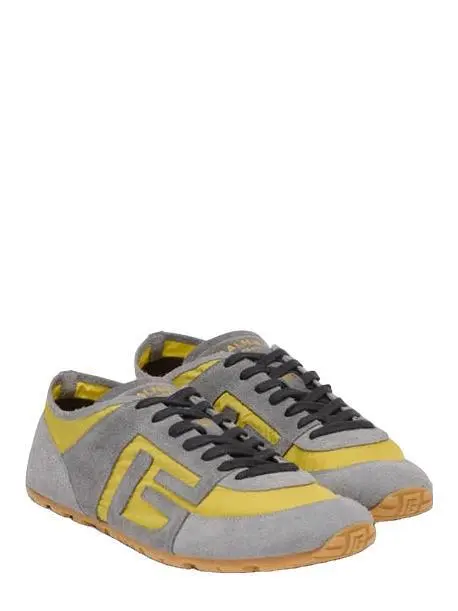 Balmain Racer Suede And Nylon Trainers - Yellow
