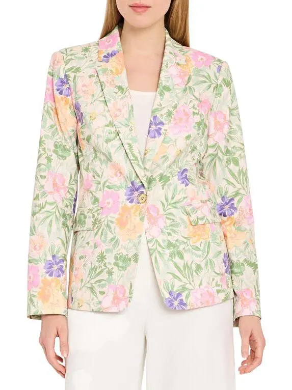 TAHARI ASL Floral Print Blazer - Nude Moss