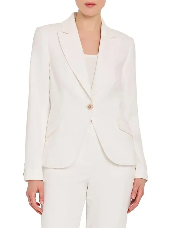 TAHARI ASL One-button Bouclé Blazer - Ivory