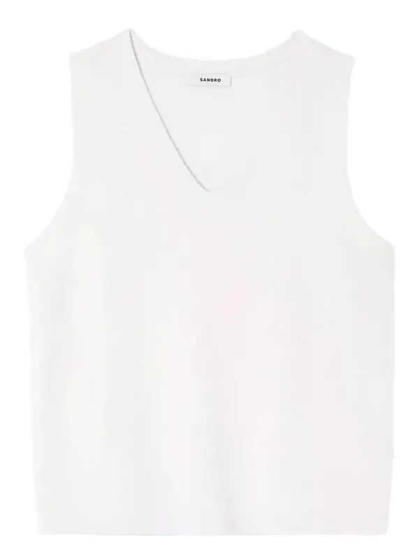 Sandro V-neck Knitted Tank Top - White
