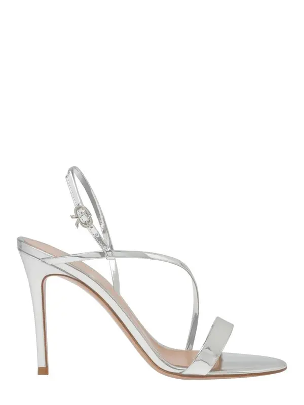 GIANVITO ROSSI Manhattan 95 Sandal - Metallic Silver Leather