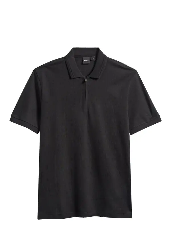 BOSS Paras Piqué Zip Polo - Black