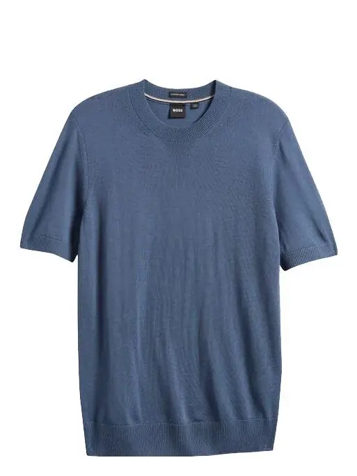 BOSS Umauro Wool Knit T-shirt - Open Blue
