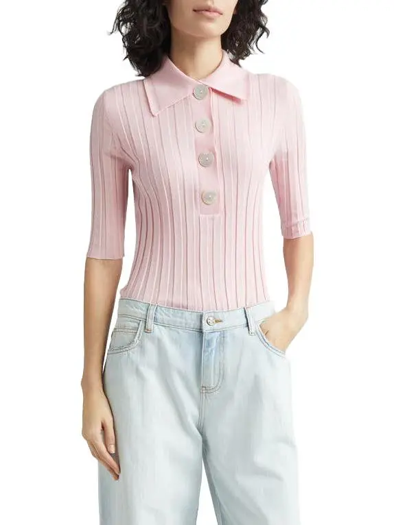 NACKIYE Sugarman Rib Wool Merino Polo - Rose